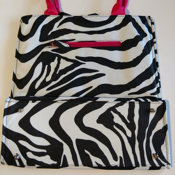 Bags | Hot Pink Zebra Canvas Personalized E Tote Bag | Poshmark